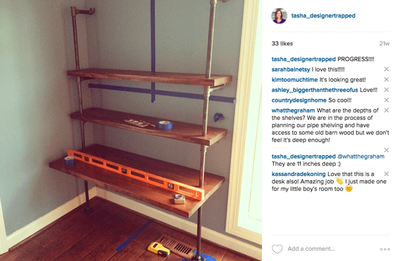 DIY Pipe Shelves and Built-In Desks