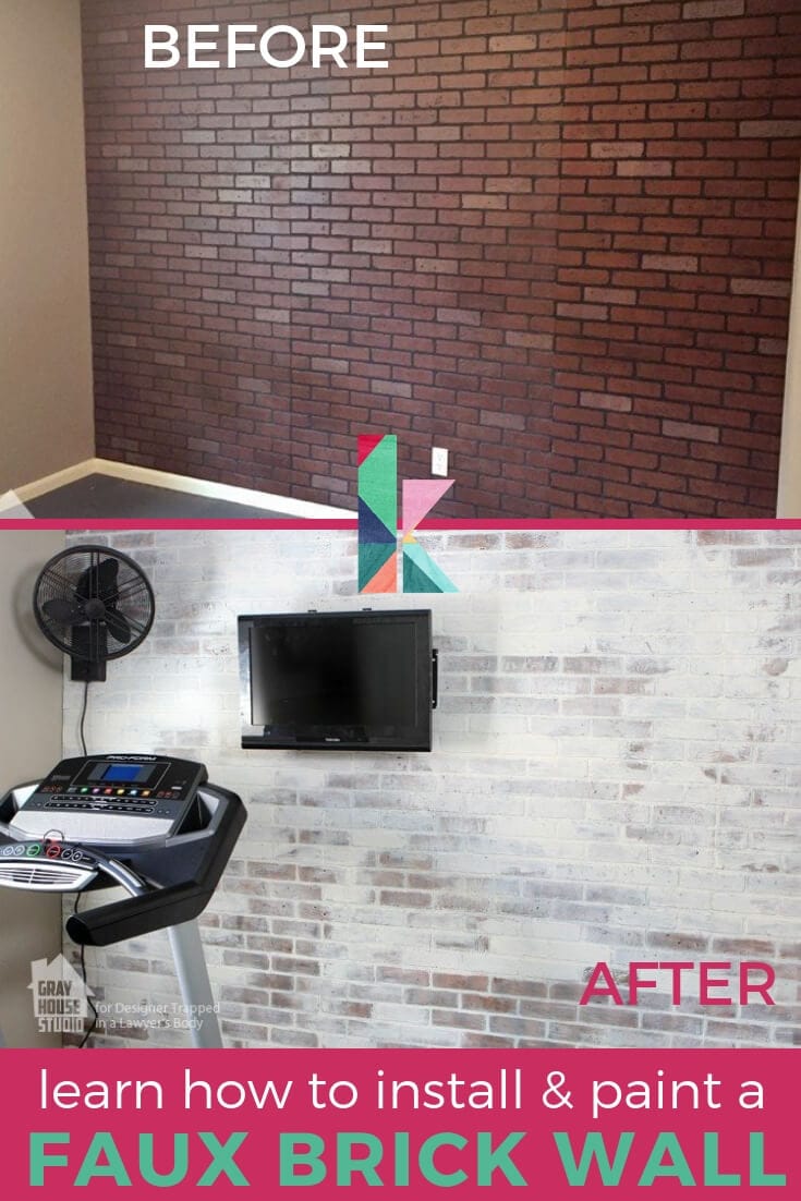 How to Paint a Faux Brick Wall Easy DIY Project! | Designer Trapped