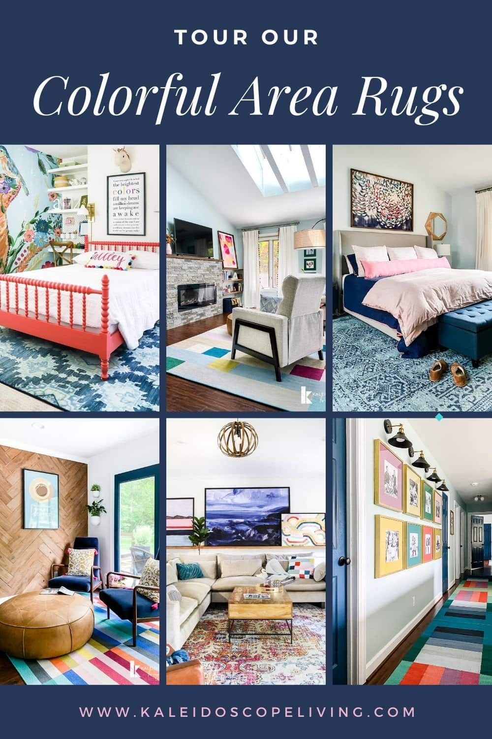 Tour Our Colorful Area Rugs (that all work together in our home)!