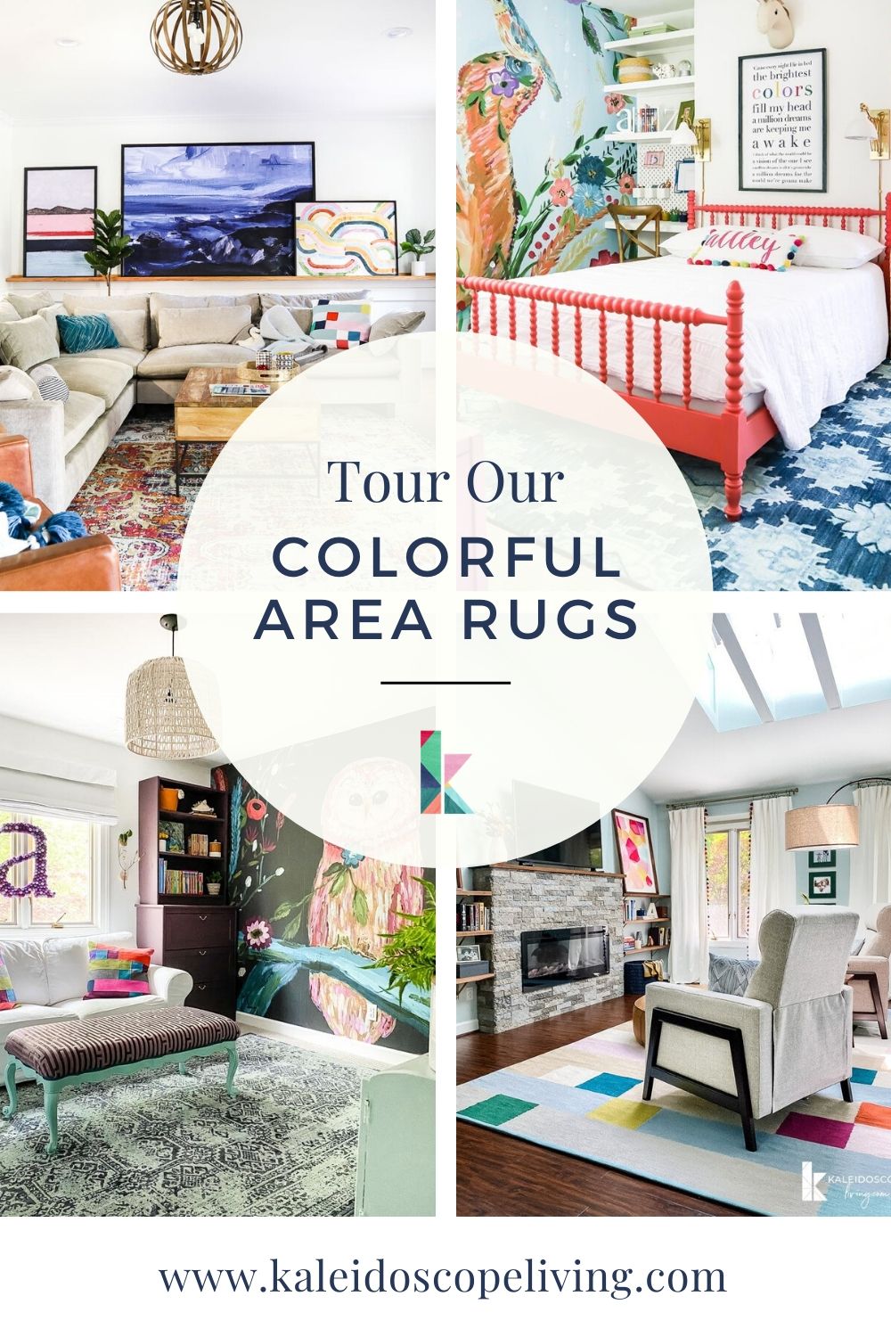 Tour Our Colorful Area Rugs (that all work together in our home)!