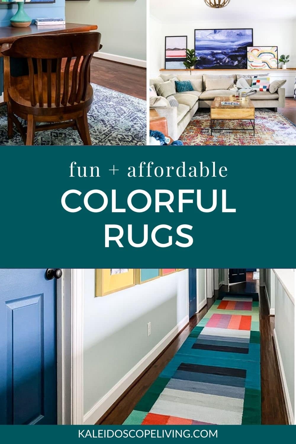 Tour Our Colorful Area Rugs (that all work together in our home)!